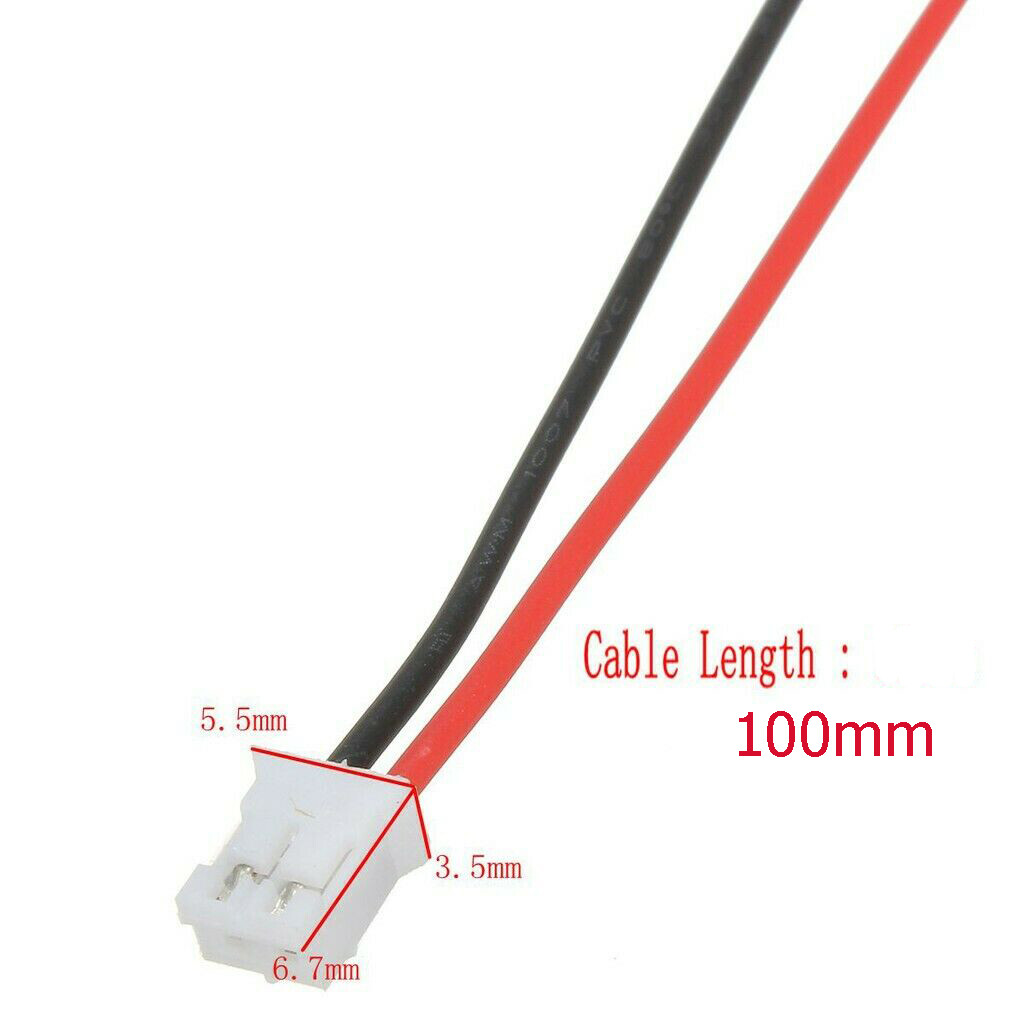 Mini Micro JST 2.0 PH 2-Pin Connector plug with Wires Cables 100mm or 4 ...