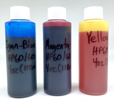 Premium Tri-Color Dye Ink Refill Kit-HP 60/61/62/63/64/65/67/XL-4oz ...