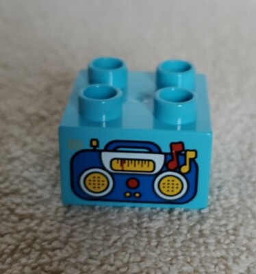 Lego Duplo Azure Brick 2 x 2 with Boom Box Radio Pattern | eBay