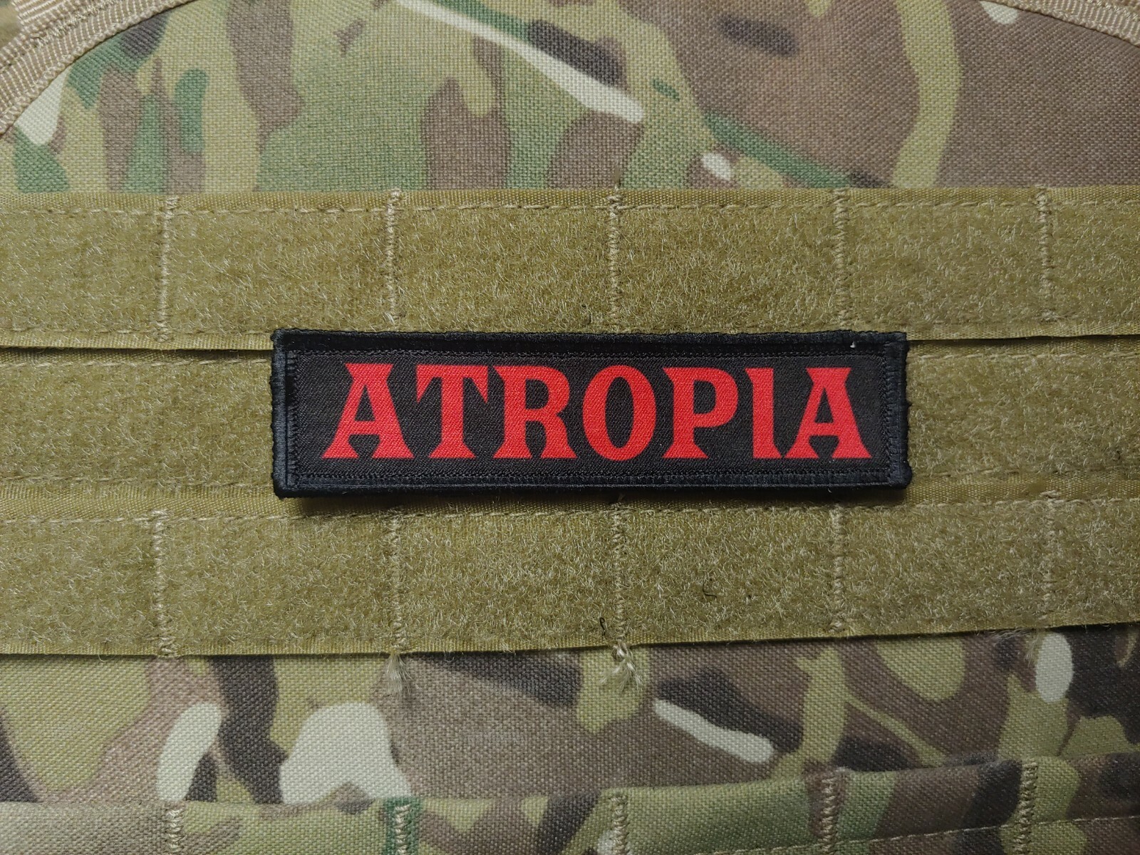 ATROPIA Red Black 1x4 Tactical Hook Military Patch Army Exercise Opfor ...