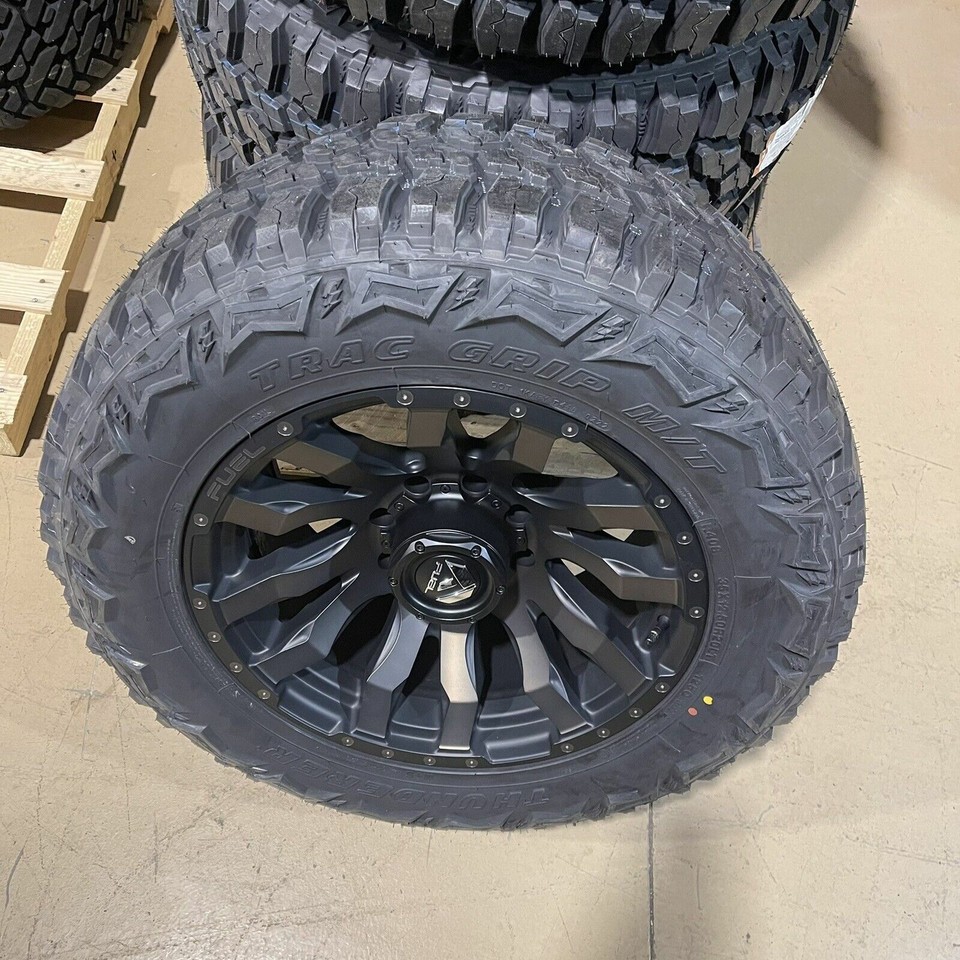 20x10 Fuel D674 Blitz Black Wheels Rims 35" MT Tires 8x6.5 Dodge Ram ...
