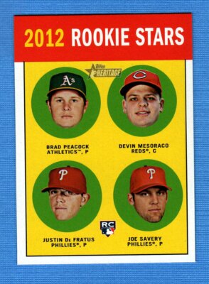 2012 Topps Heritage #29 Brad Peacock/Devin Mesoraco/Justin De Fratus ...