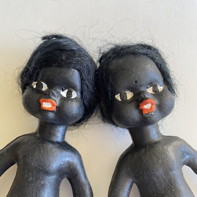 Vtg Black Doll Lot of 2 Small Rubber 5 inch Koko Ebony Vinyl 13 cm | eBay