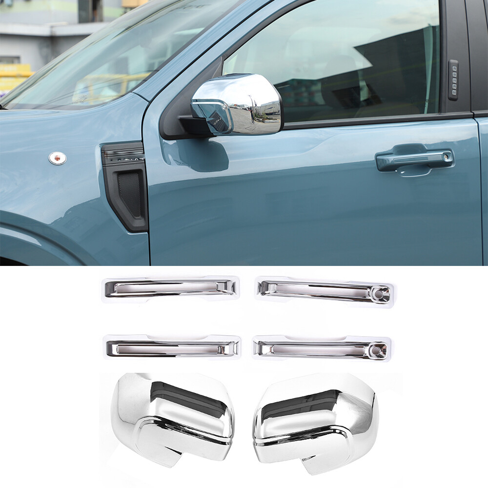 Chrome Side Mirror + Door Handle Covers Molding Trims For Ford Maverick ...