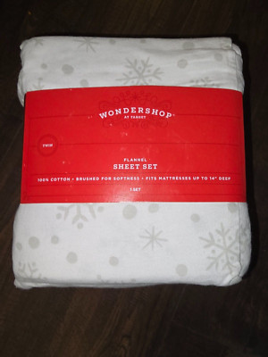Wondershop Christmas Flannel Sheet Set Ivory Snowflake Twin Size Sheets ...