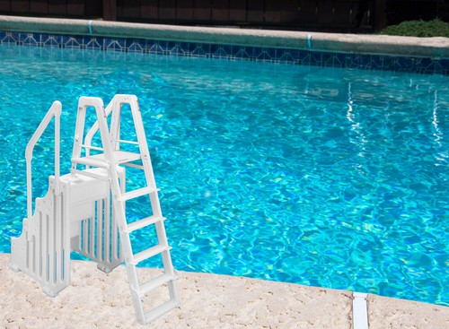 Ocean Blue Mighty Step and Safety Ladder Set for Above Ground Swimming ...