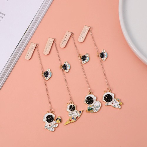 2pcs Astronaut Pendant Chain Bookmark Metal Decorative Stationery ...