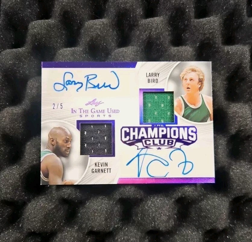 Larry Bird auto jersey Kevin Garnett autograph Dual Game Used Auto #/5 ...