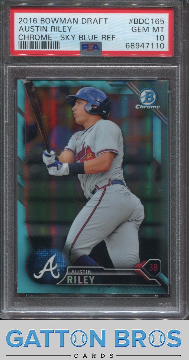 2016 Bowman Draft Austin Riley Chrome Sky Blue Refractor #BDC165 PSA 10 ...