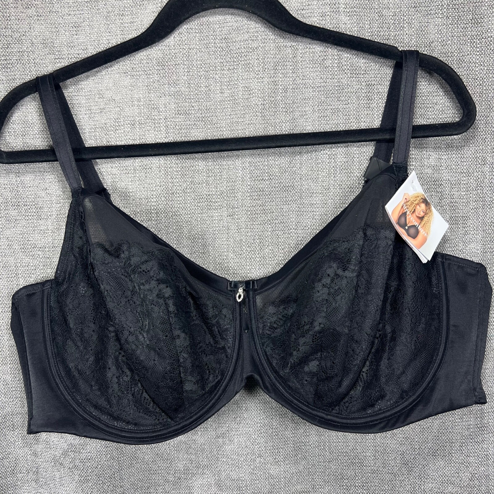 Curvy Couture Bra Women 44D Underwire Full Cup Balconette 1299 Black | eBay