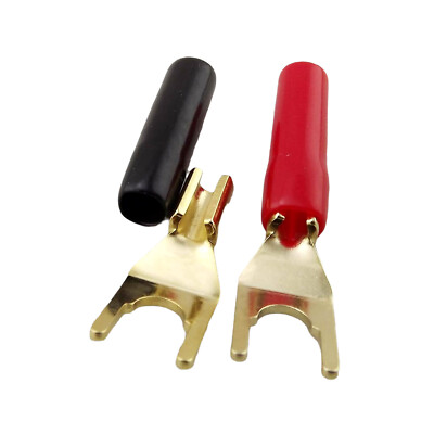 10x Gold 24K Copper Banana Y Fork Spade Plug Solderless Speaker Cable ...