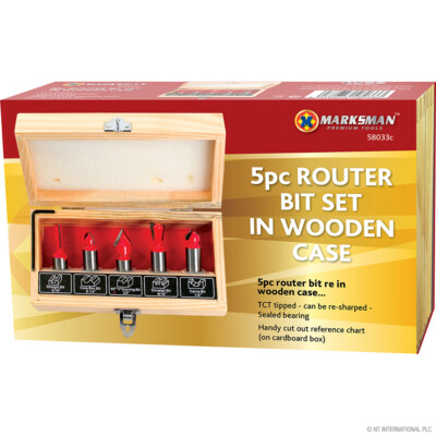 5PCS WOOD WORKING ROUTER BIT SET FOR ELECTRIC ROUTER TRIMMER POWER TOOL ...