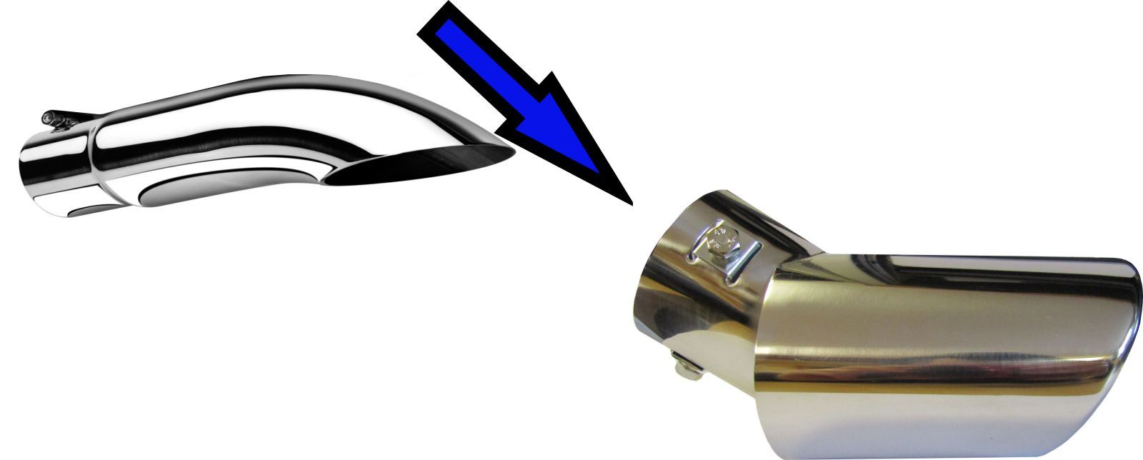 7" 178MM OVAL STAINLESS STEEL CAR DOWN SWEPT EXHAUST TAIL PIPE TIP ...