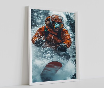 SNOWBOARDER POSTER PRINT EXTREME SPORT SNOWBOARDING ART SIZE A3 A4 A2 ...