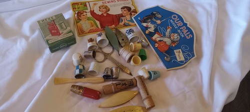 Lot of sewing items! HUGE LOT! ELVIS THIMBLE LOTS CELLULOID BOBBINS ...