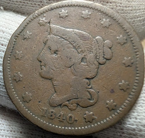 1840 Braided Hair Liberty Head Large Cent - Small Date - US 1c Copper ...