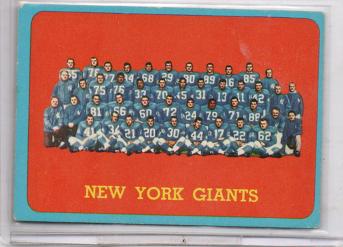 NEW YORK GIANTS TEAM 1963 TOPPS FOOTBALL CARD #60 VG A111 | eBay