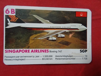 SINGAPORE AIRLINES AIRWAYS BOEING 747 playing card vintage one card | eBay