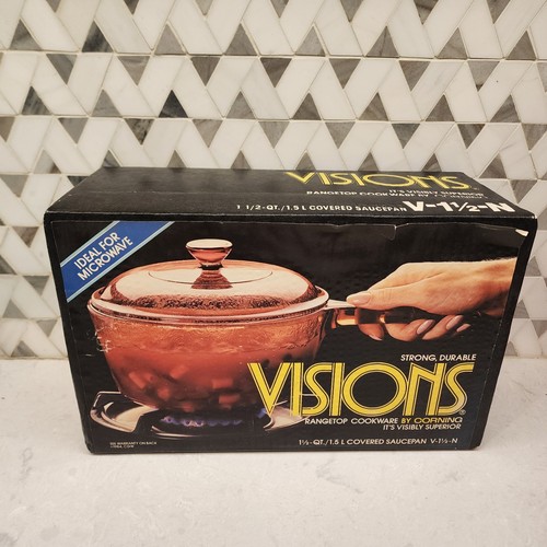 Vintage Corning Vision Ware Amber Saucepan 1 1/2 Quart Pot New NOS 1984 ...