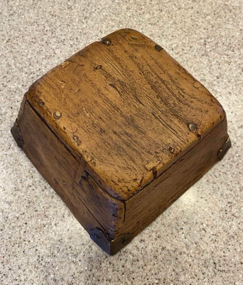 Primitive, Antique Chinese Wood & Iron Rice Bowl. 3” x 6 1/2” x 3 1/2 ...