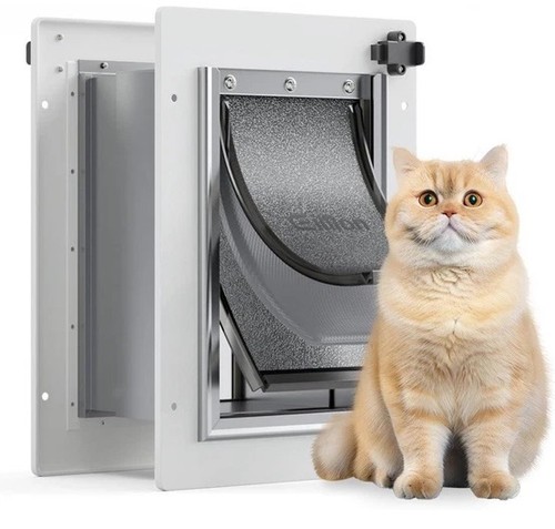 Cat Door for Wall Dog Door for Wall Exterior, 3-Flap Small Pet Door for ...