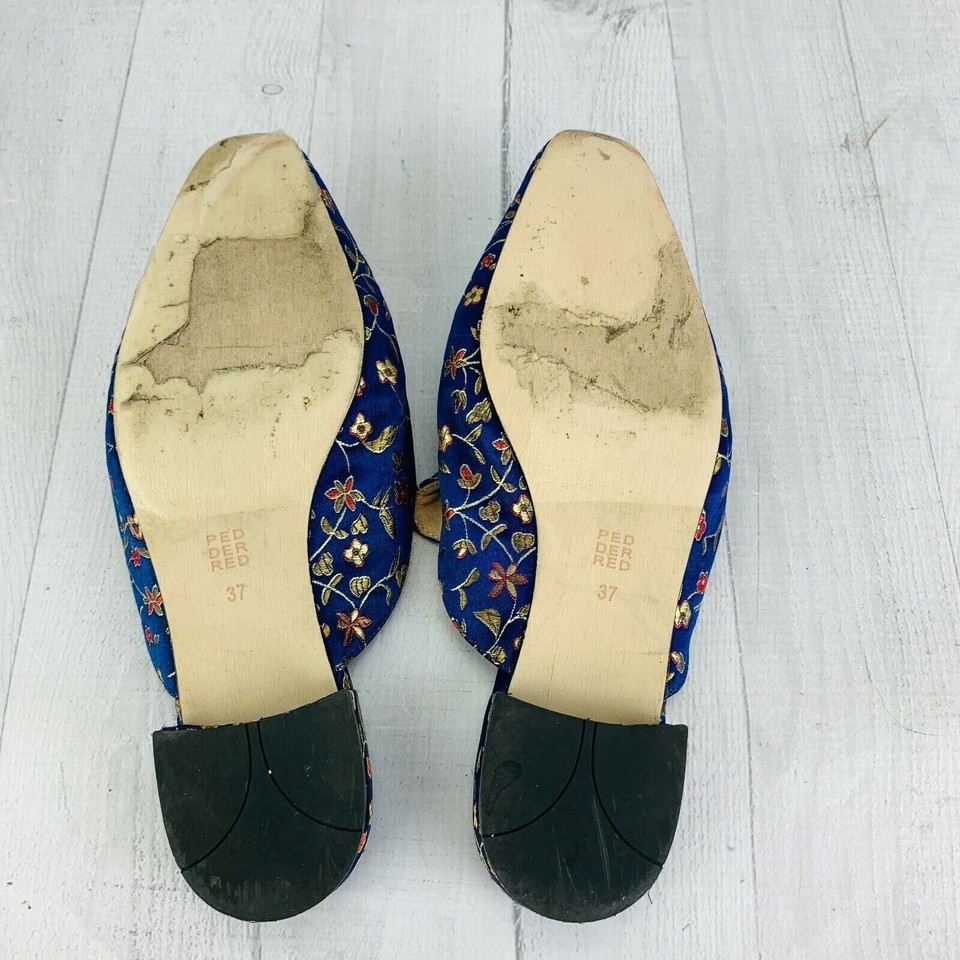 Pedder Red Womens Blue Floral Slip On Backless Mules Dress Shoe Sz 37 ...