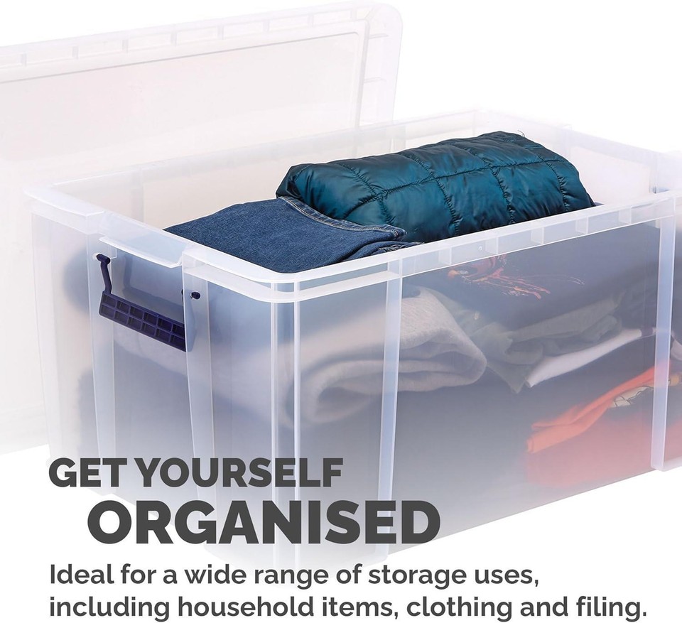 Plastic Storage Box with Lids 2 x 70L BANKERS BOX ProStore Strong Boxes ...