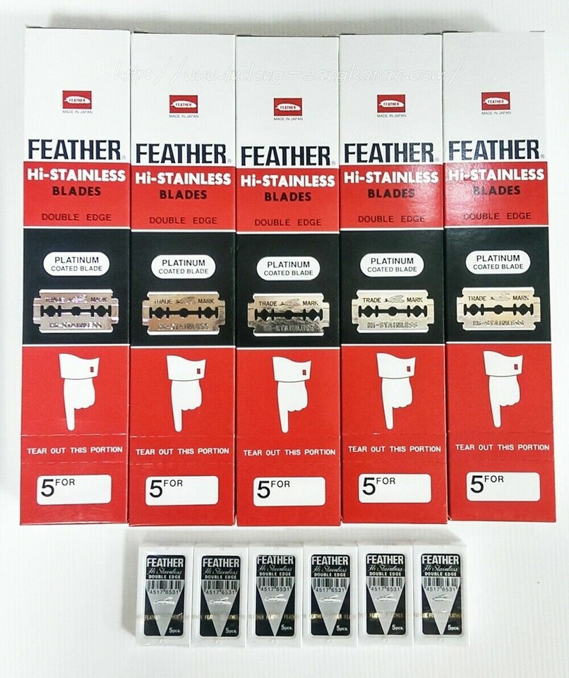 500 count Feather Hi-Stainless Double Edge Platinum Coated Razor Blades ...