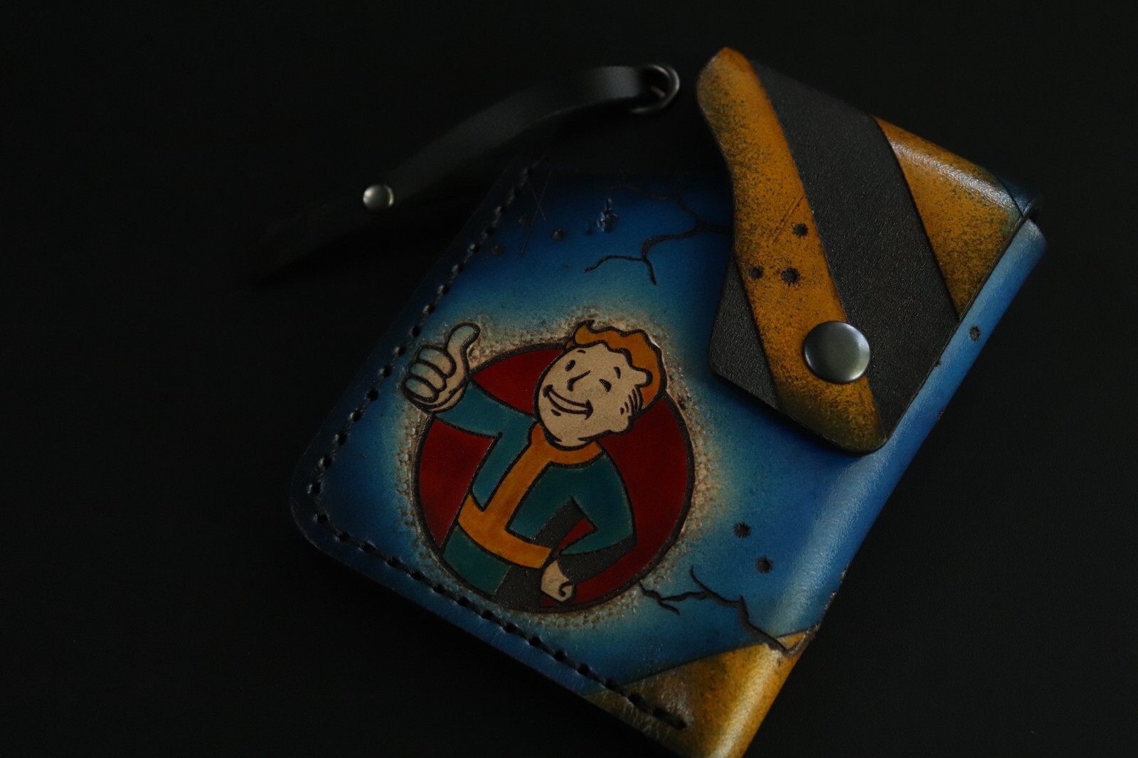 fallout wallet, vault boy, wasteland, EDC, handmade leather wallet ...
