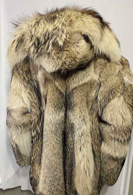 Luxurious Real WOLF Fur Coat Jacket Not Mink Brown Men's Size 48 | eBay