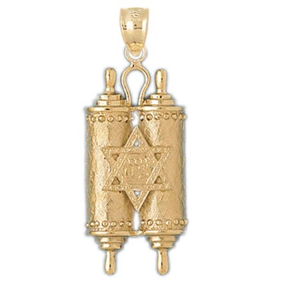 New 14k Gold Jewish Torah Scroll Pendant | eBay