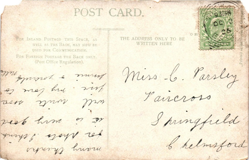 North Hll Colchester Postcard - Parsley Paircross Springfield ...