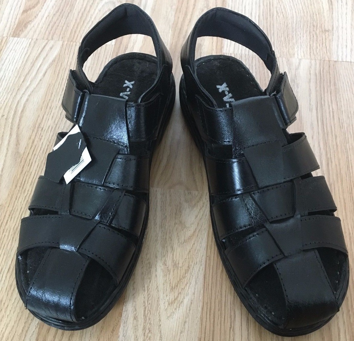 MEN BLACK LEATHER SANDAL MULE FISHERMAN GLADIATOR TREKKING ROMA HIKING ...
