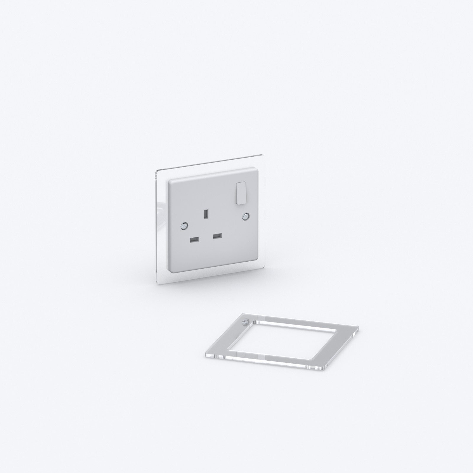 Double Single Socket Switch Surround / Acrylic Finger Plate ...