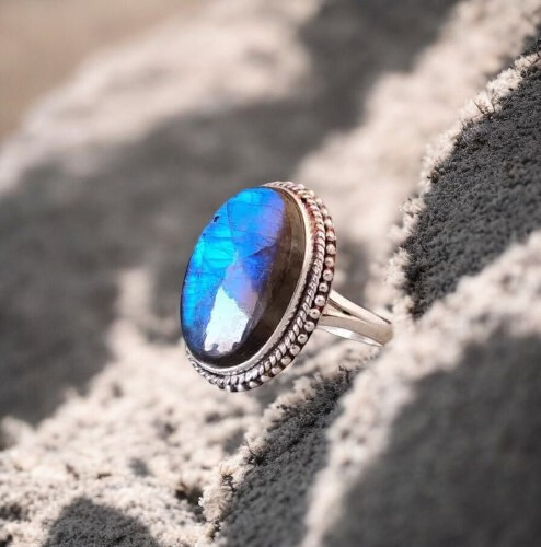 Labradorite Oval Gemstone 925 Solid Sterling Silver Handmade Ring All ...