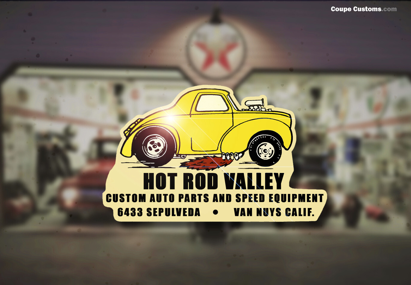 Vintage Speed Shop Decal Hot Rod Rat Willys Hemi Ford Sticker Drag Race ...