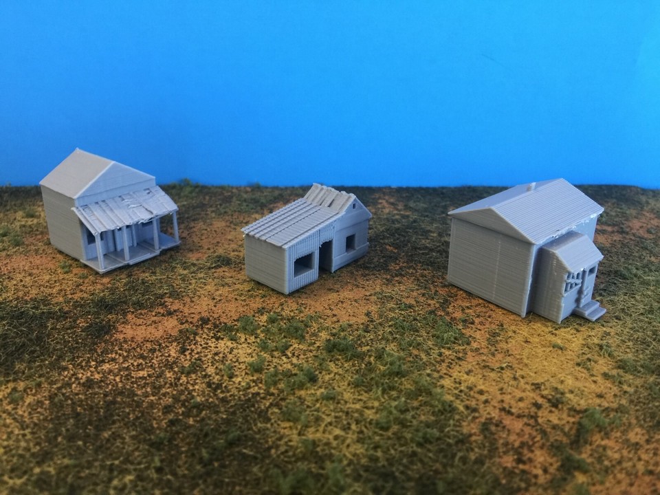 (3) Small ABANDONED HOUSES Run Down Building Set N Scale 1:160 ...