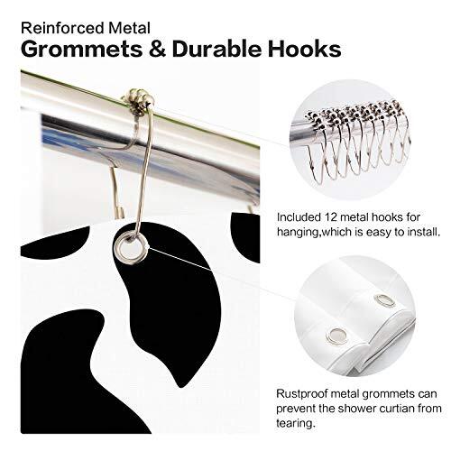 Cow Print Shower Curtain Cowhide Pattern With Plain Black Spots ...