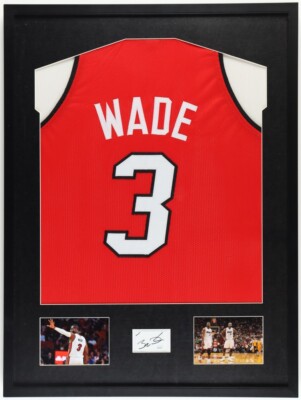 Dwyane Wade Signed Framed Cut Display w/ Jersey Swatch (JSA) Miami Heat ...