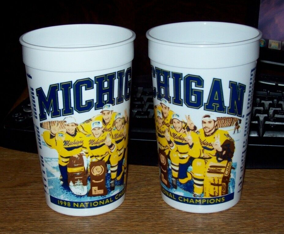 (2) Michigan Wolverines Stadium Beverage Cups 1998 National Champions ...