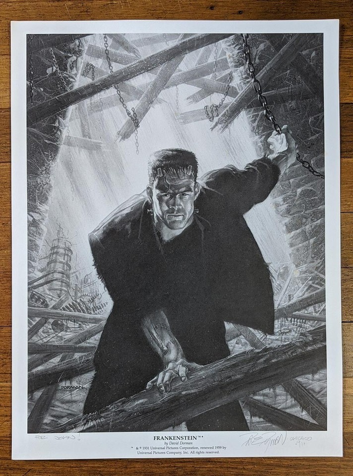 FRANKENSTEIN Universal Monster Portfolio 1991 Original DAVID DORMAN Art ...