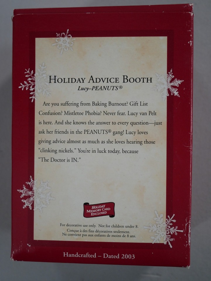 Peanuts Lucy Holiday Advice Booth Hallmark Keepsake Ornament 2003 | eBay