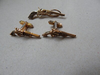 Stratton Imitation American Revolver Cuff Links & Tie Pin Badges HA ...