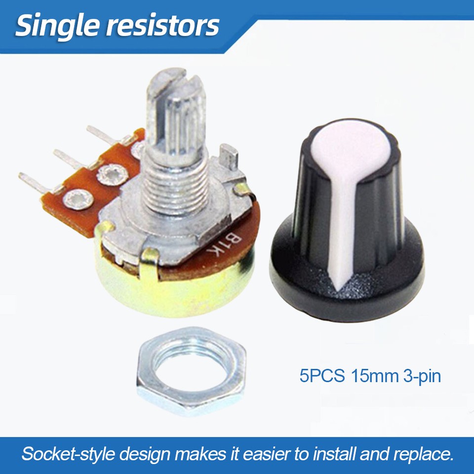 5Set WH148 Potentiometer Pots Kit with AG2 White Cap for Arduino (1K ...