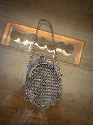 Vintage Ornate Chainmail Mesh Purse With Filigree Clasp & Metal Chain ...
