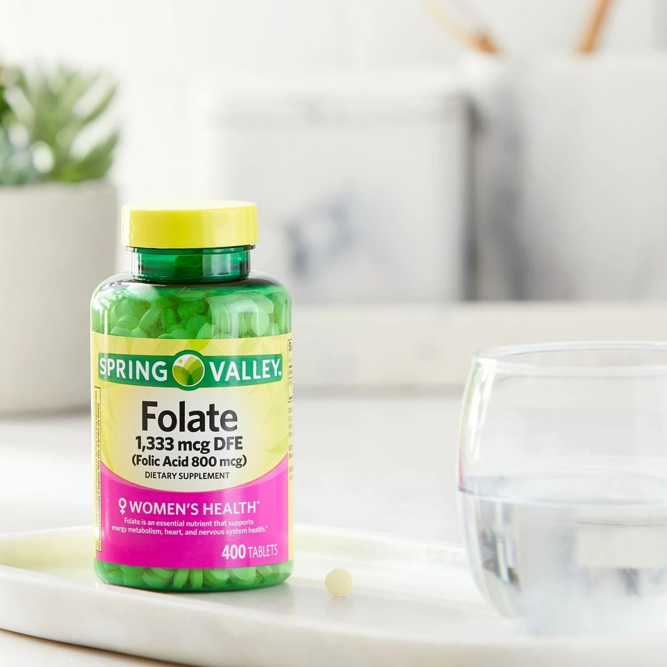 Spring Valley Folate 1,333 mcg DFE Folic Acid 800 mcg 400-COUNT SAME ...