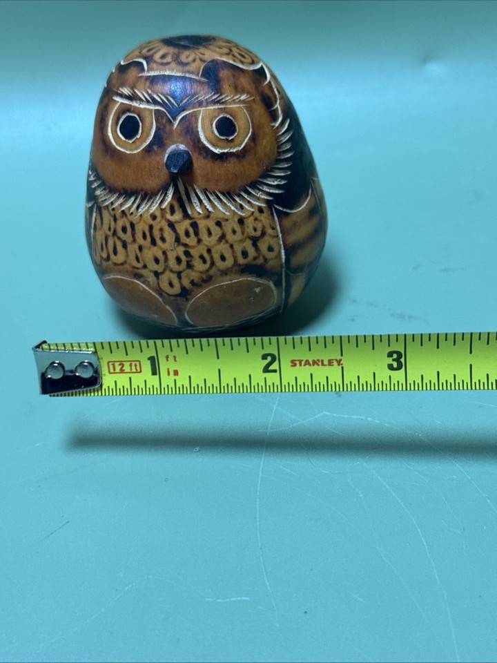 Hand Carved And Painted Owl Gourd, Rattle Figure | eBay
