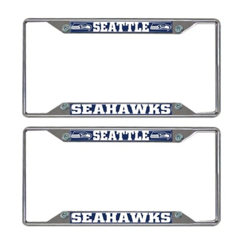 Football Team Seattle Seahawks Chrome Auto License Plate Frame-2 PC ...