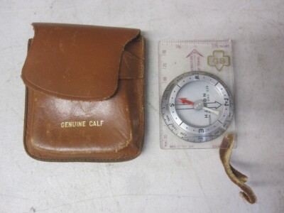 Vintage Silva System Camp Fire Girls Compass with Leather Pouch - Works ...