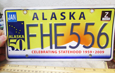 Alaska License Plate 1959-2009 Celebrating 50 yrs of statehood FHE556 ...